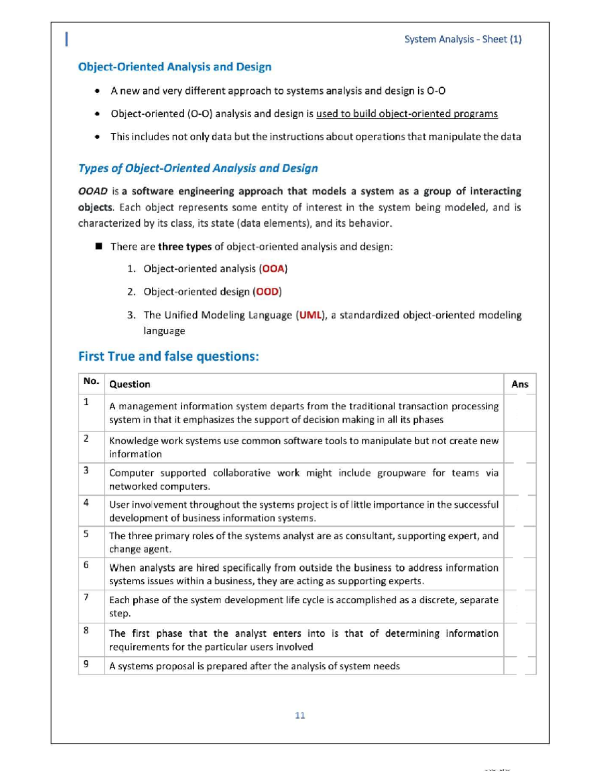 Ch 1 without answer - In Class Exercises - System Analysis And Design ...