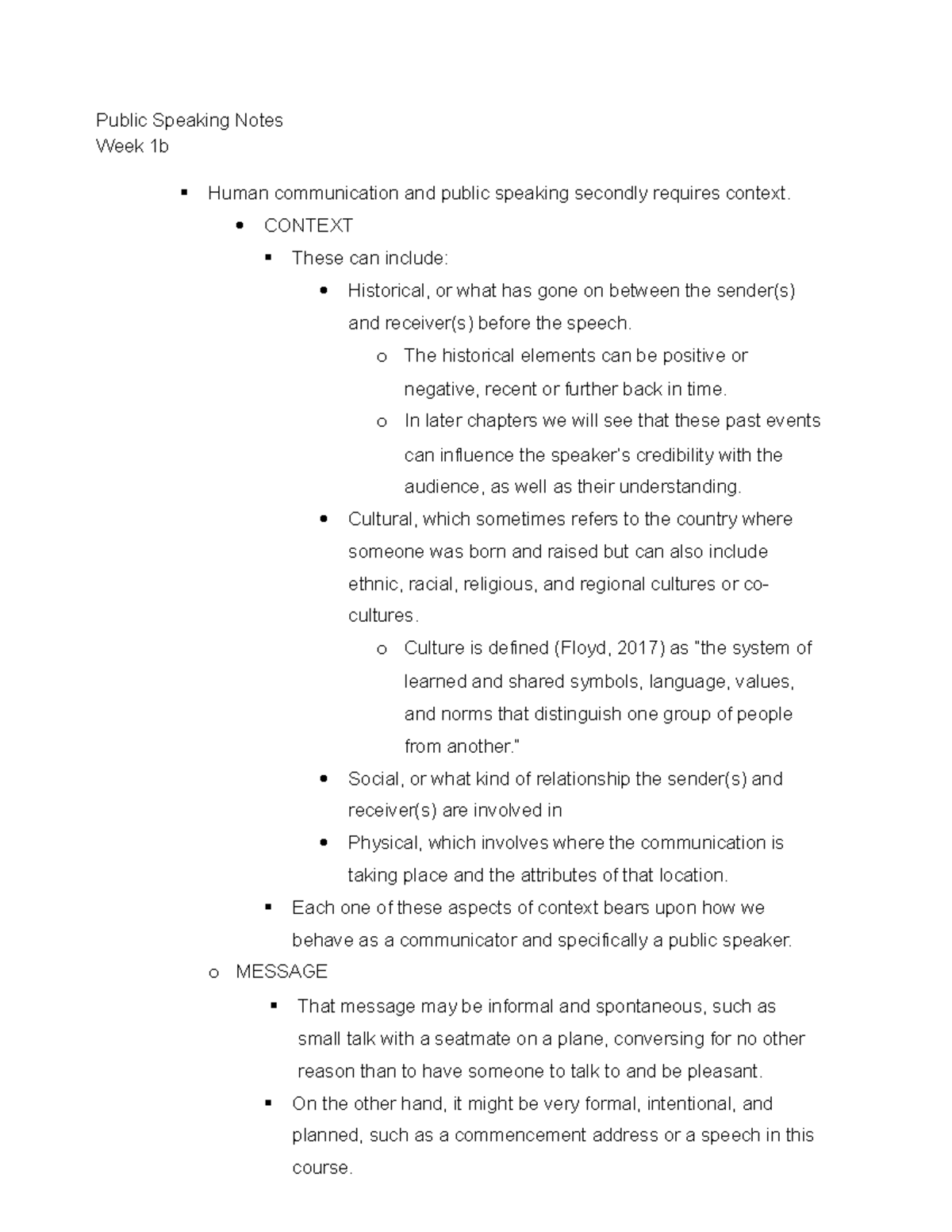 Public Speaking Notes-Week 1b - MCOM 1213 - Studocu