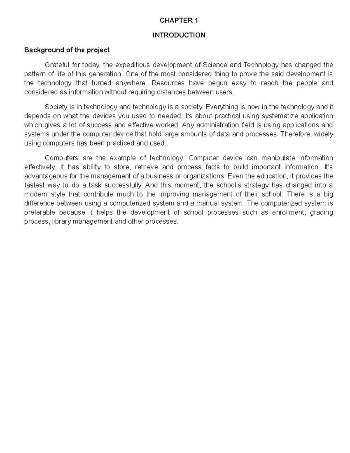 Background - HELLO - CHAPTER 1 INTRODUCTION Background of the project ...