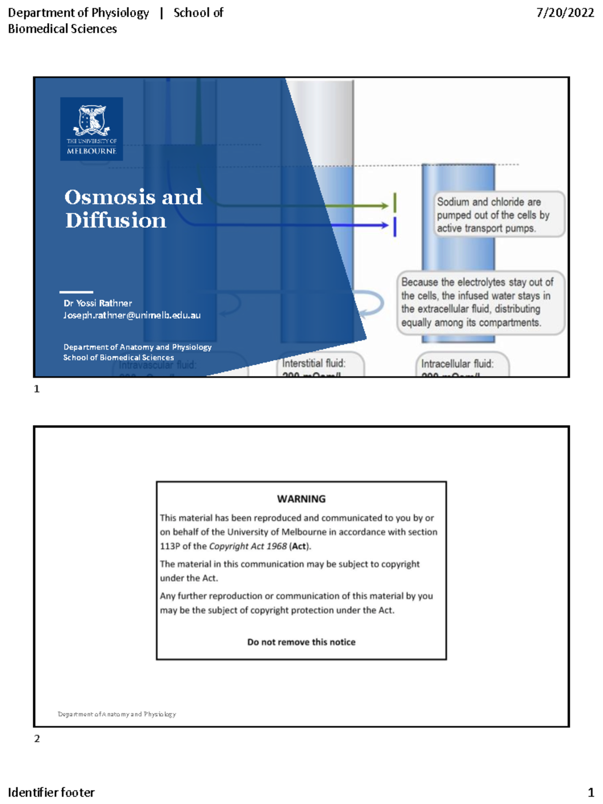 W11 - Lecture 1 - Biomedical Sciences Department of Anatomy and ...