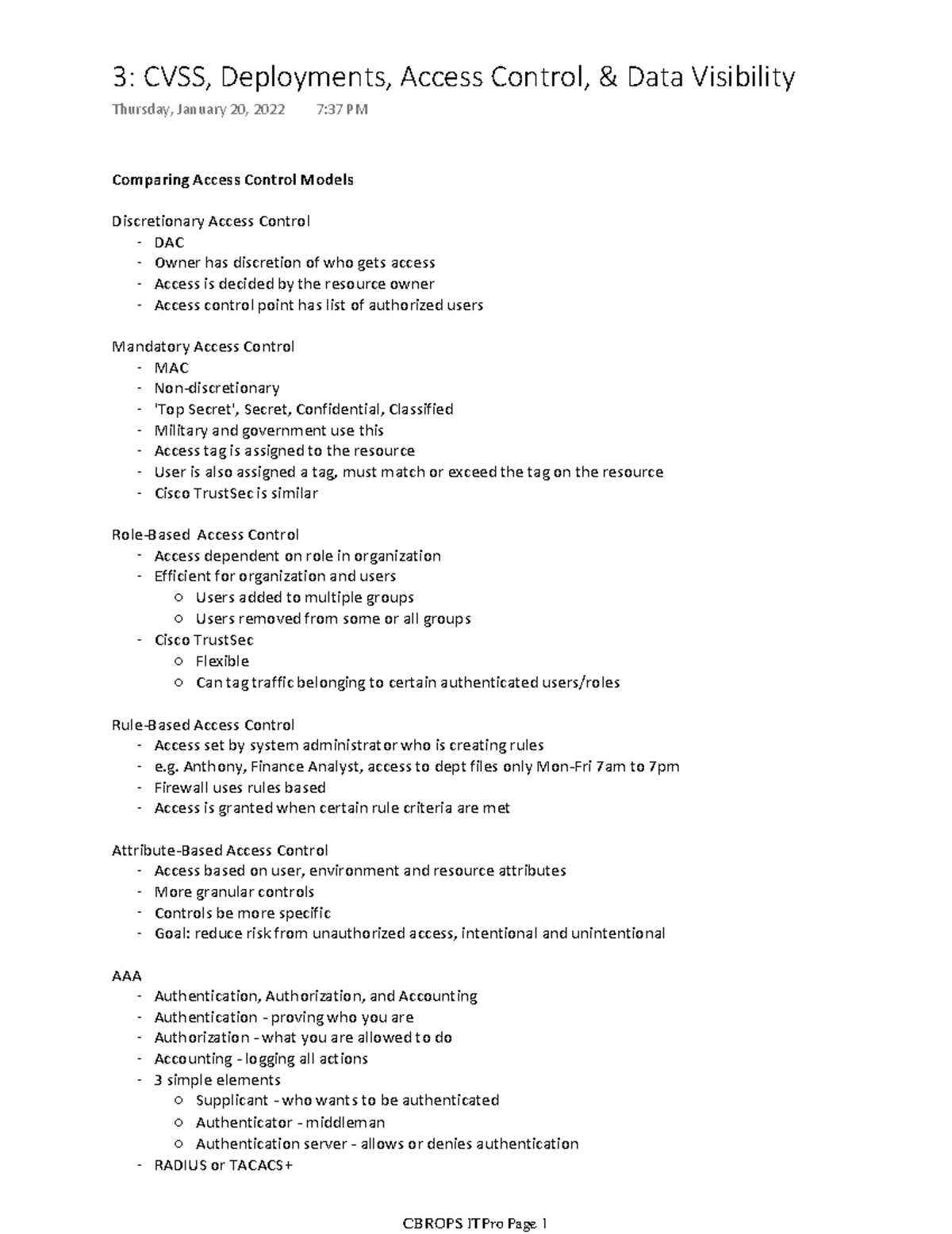 Cbrops ITPro - Comparing Access Control Models Discretionary Access ...