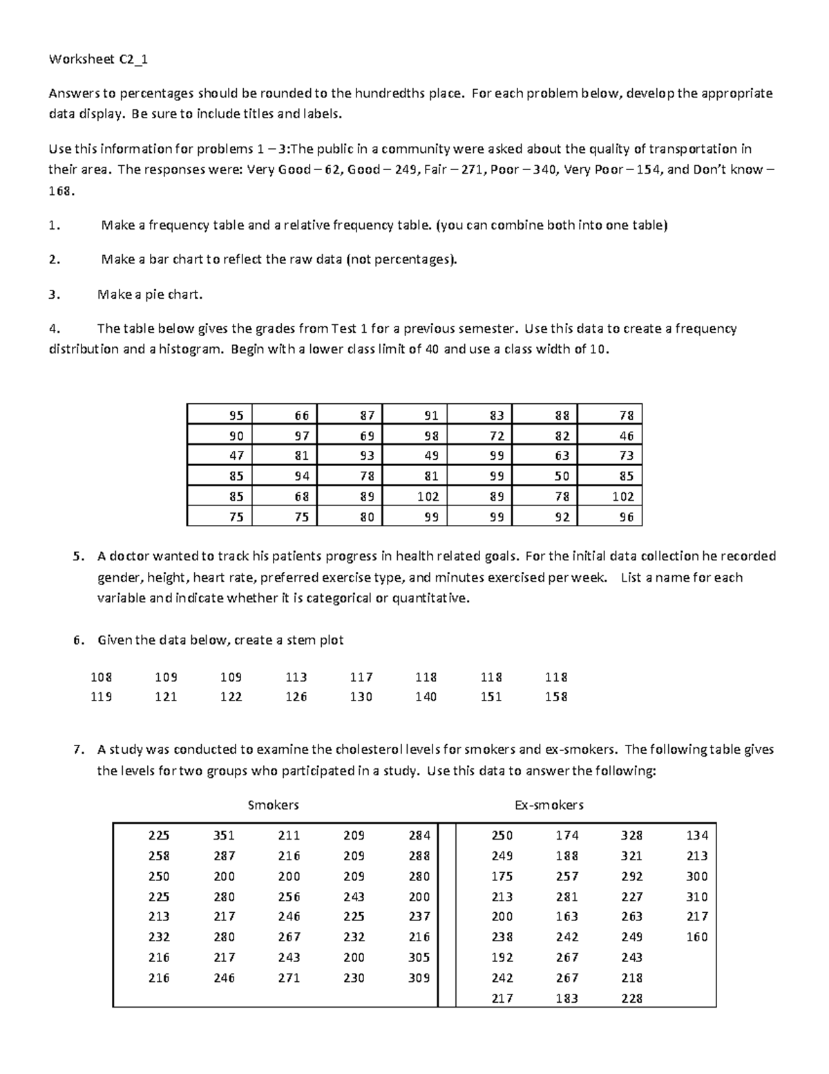 Ch 2 worksheet 1 - Worksheet C2_ Answers to percentages should be ...