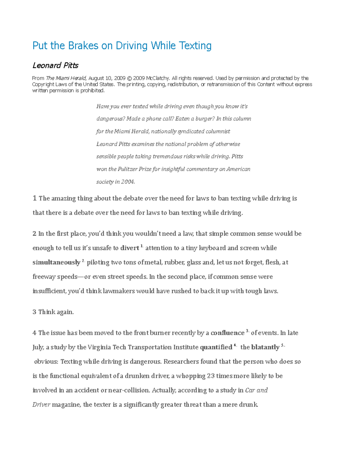 Put The Brakes on Driving While Texting - Put the Brakes on Driving ...