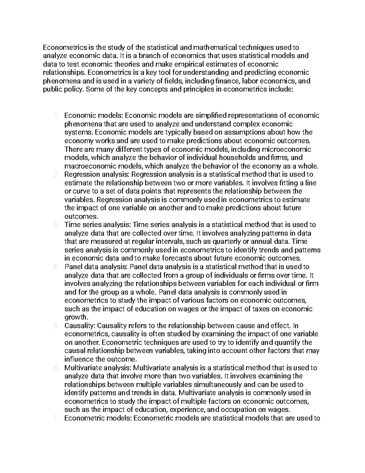 Intro to econometrics - Econometrics is the study of the statistical ...