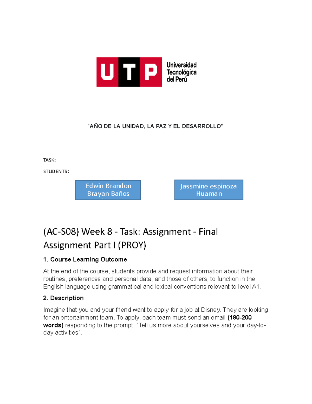 Baños Espinoza PROY Part2 - TASK: STUDENTS: (AC-S08) Week 8 - Task: Assignment - Final ...