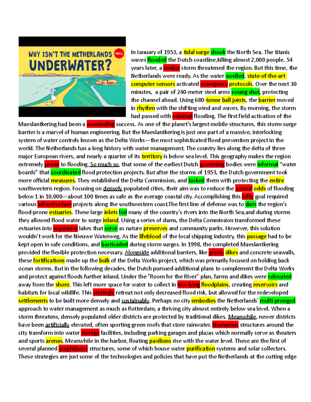 Netherlands - Ted-ex - In January of 1953, a tidal surge shook the ...