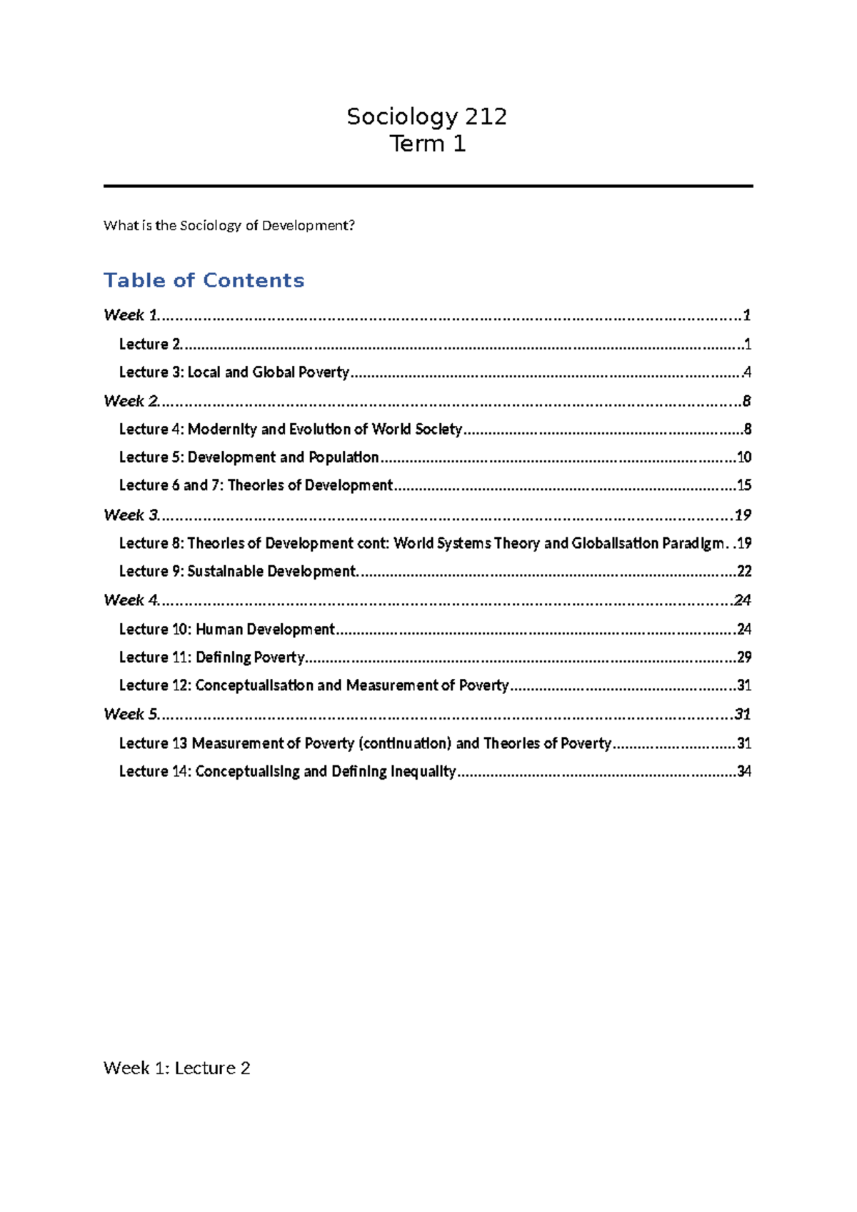Sociology 212 A1 Notes - 19003 - SUN - Studocu