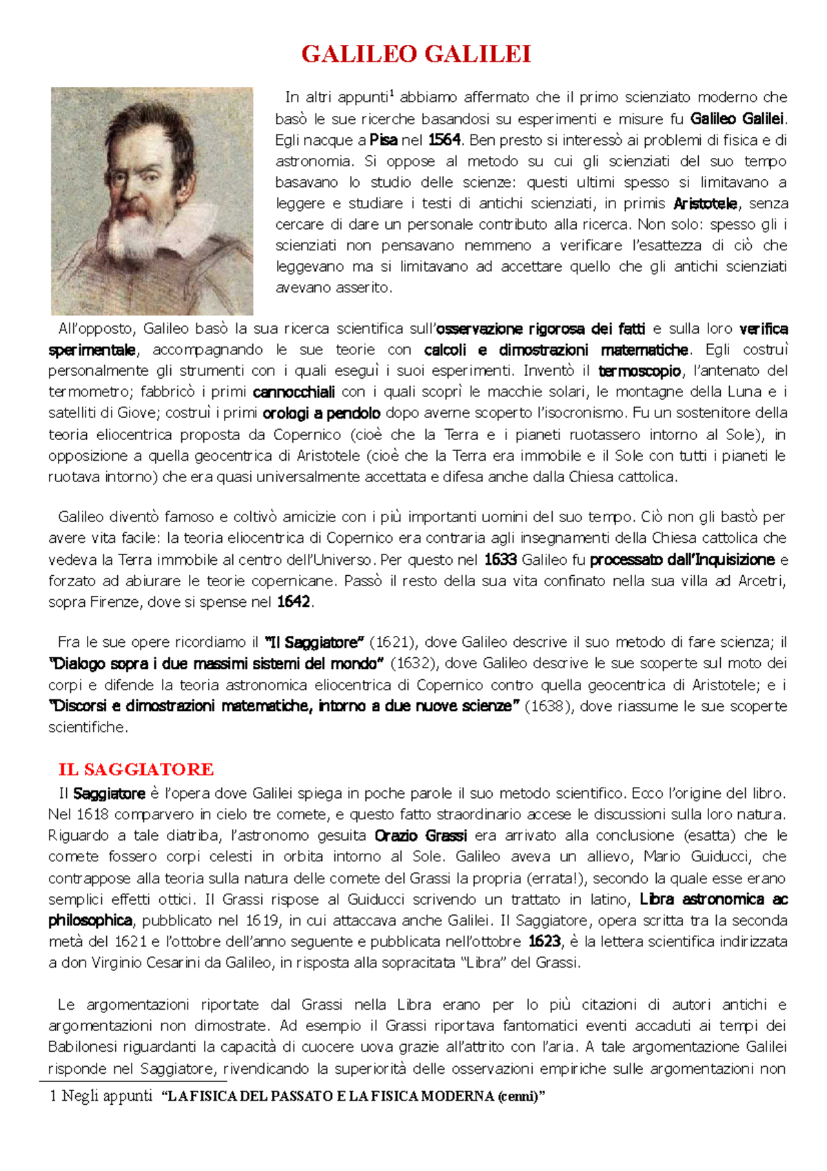 Galileo e il Saggiatore - Letteratura Italiana - Uniecampus - Studocu