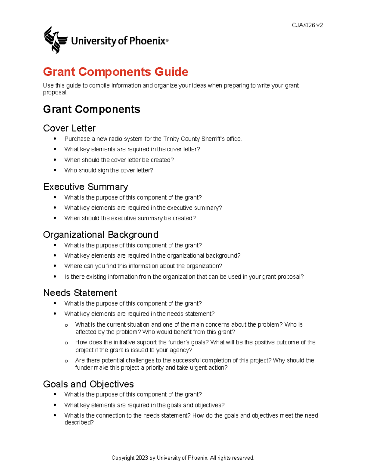 Cja426 v2 wk2 grant components guide 1 - CJA/426 v Grant Components ...