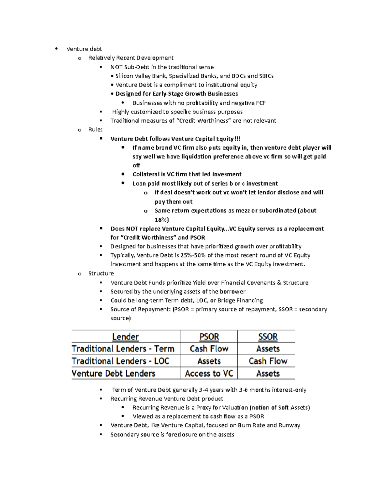 Lecture week #10 venture debt - Venture debt o Relatively Recent ...
