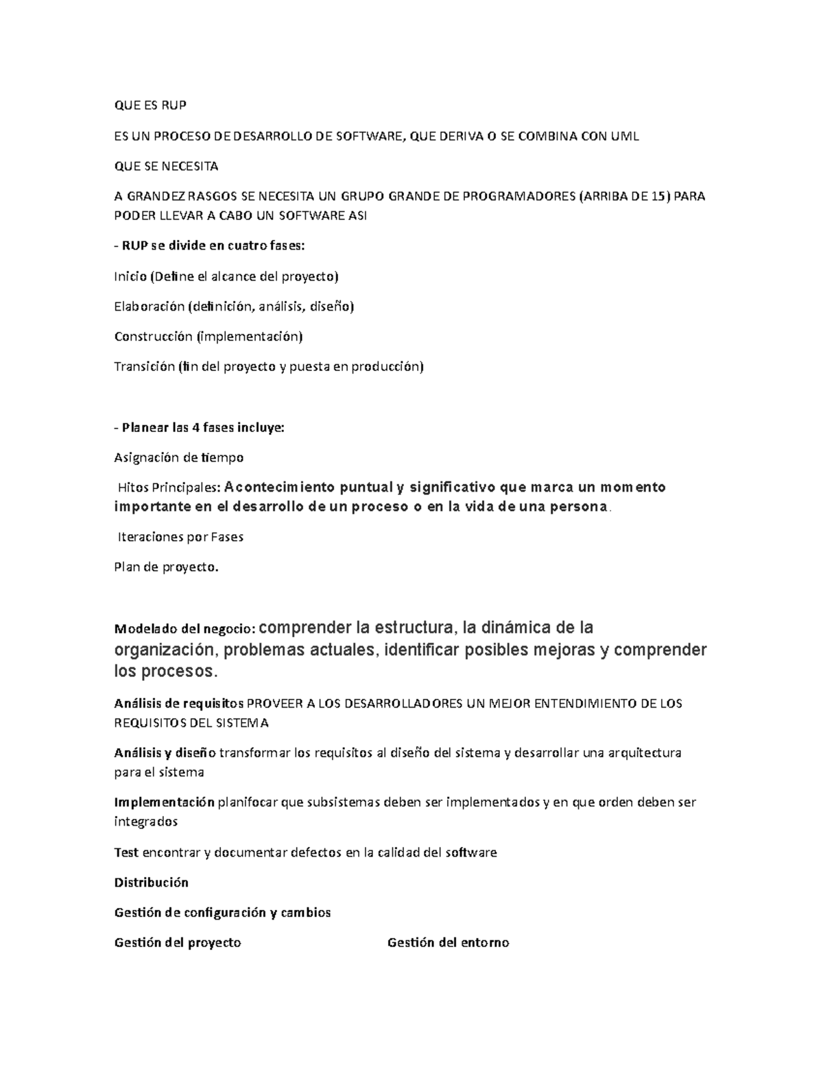 QUE ES RUP Machote - un resumen BAsico de que es RUP y como se divide ...