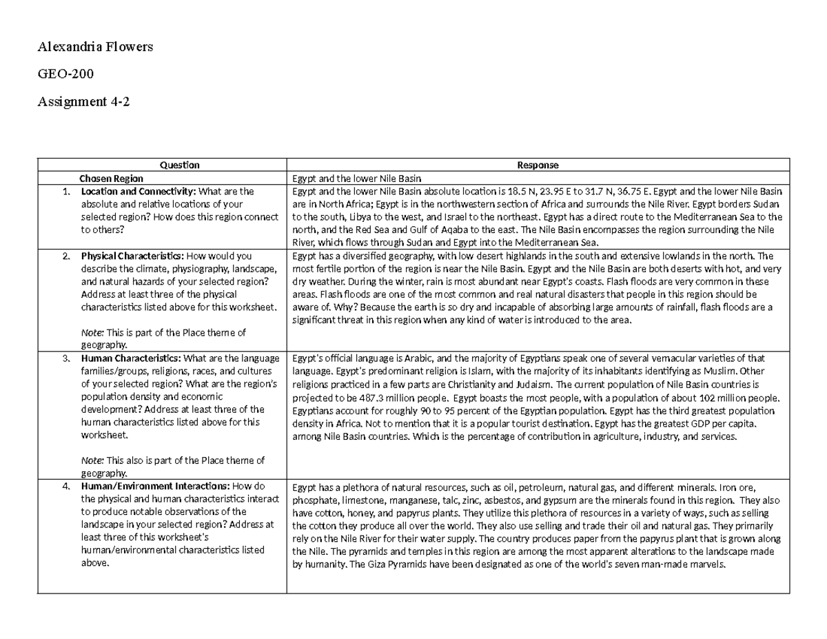 GEO 200 4-2 What Makes a Region A Region - GEO- Assignment 4- Question ...