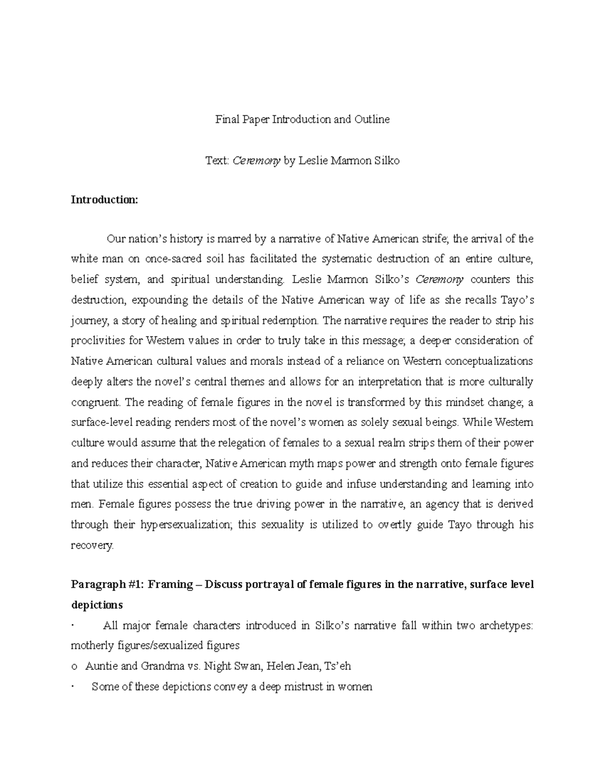 Final Paper Full Outline - Final Paper Introduction and Outline Text ...