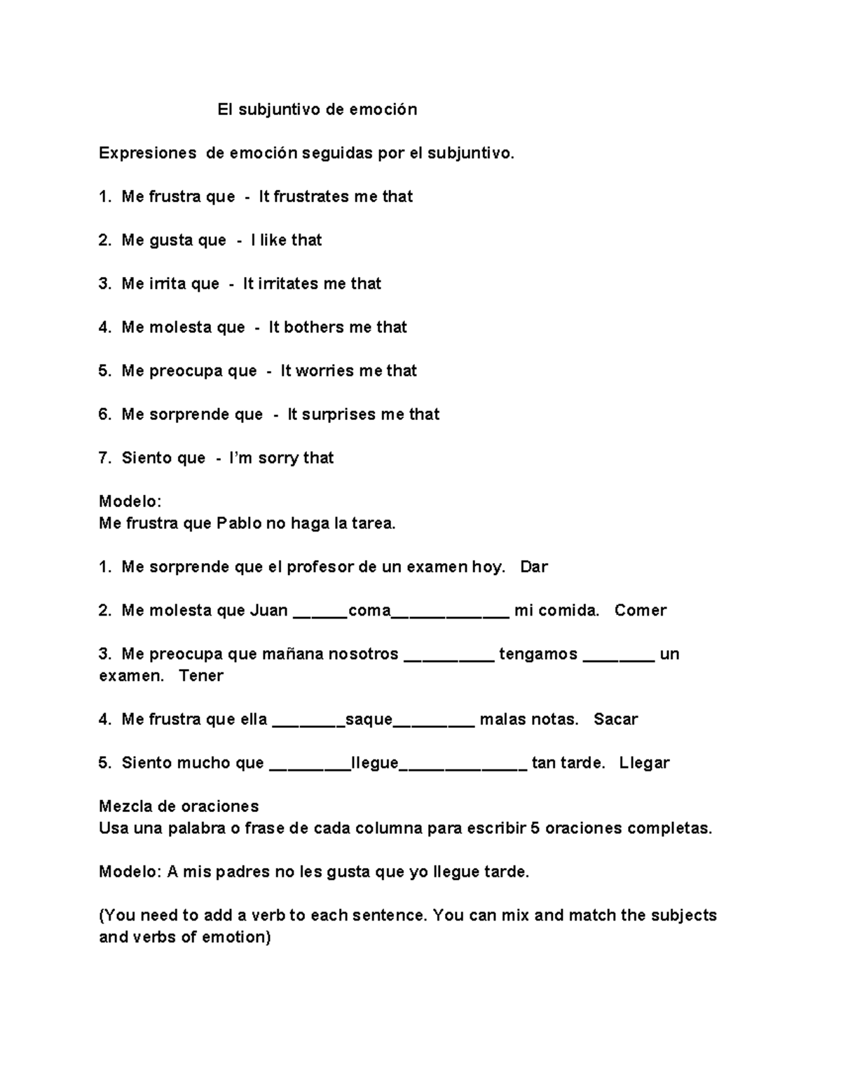 Copy of - El subjuntivo de emoción - El subjuntivo de emoción ...