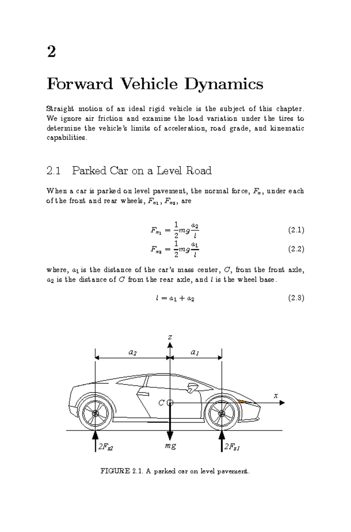General Physics I: Vehicle Dynamics - 2 Forward Vehicle Dynamics ...