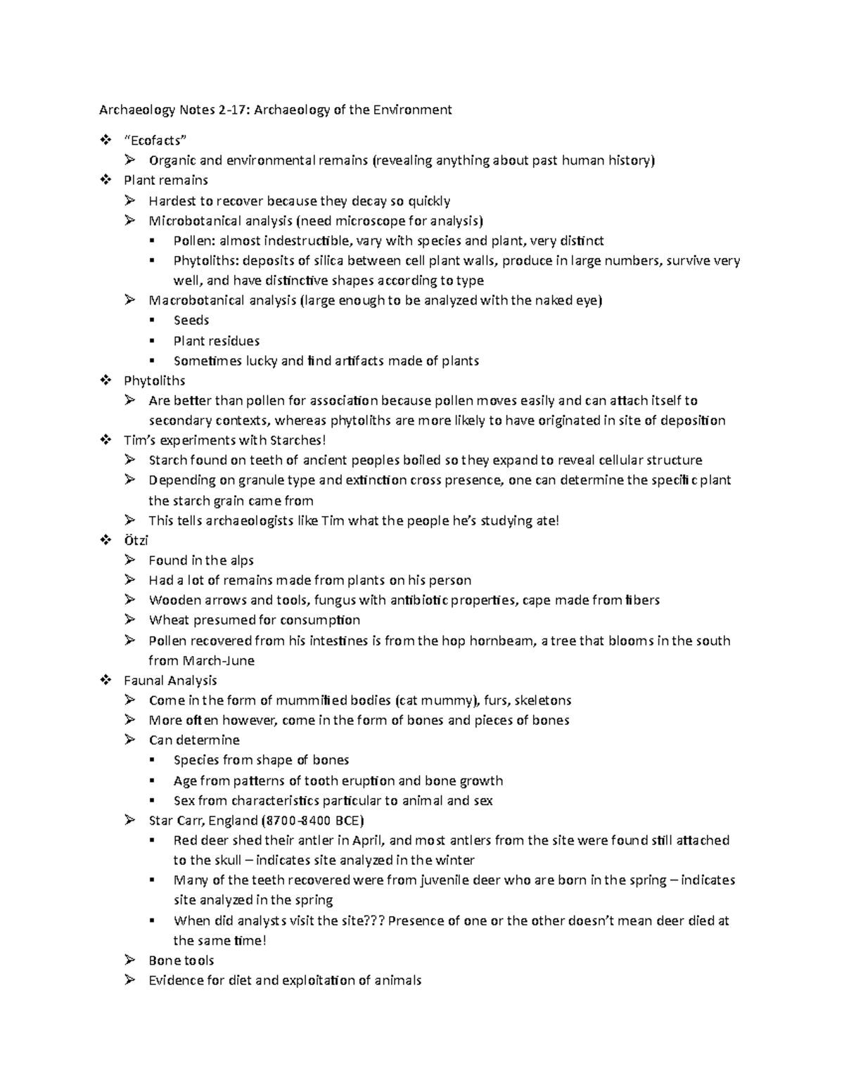 Archaeology Notes 2-17 - Archaeology - Archaeology Notes Archaeology of ...