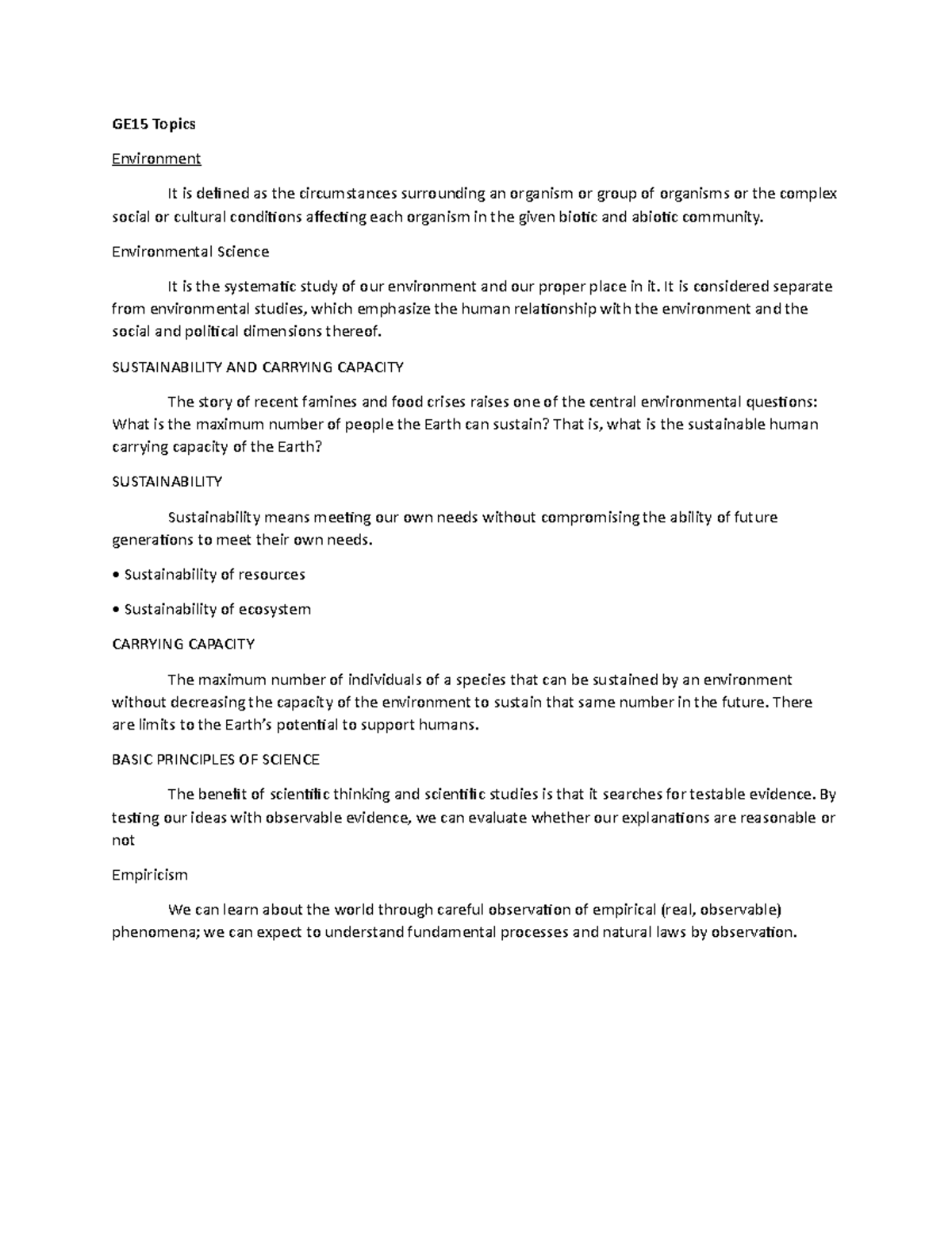 GE15 Topics - GE15 Topics Environment It is defined as the ...