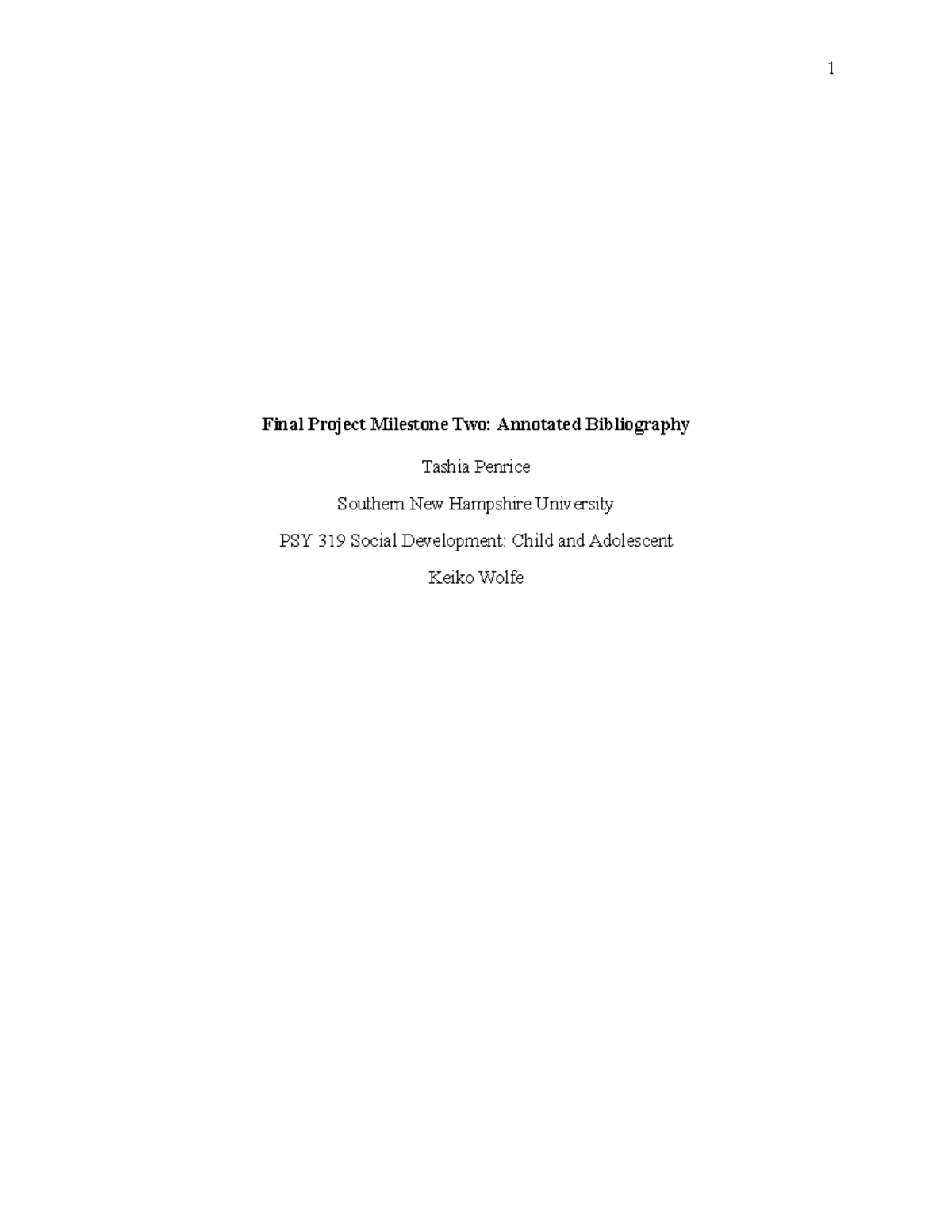 Final Project Milestone Two Annotated Bibliography - , Lerner, Richard ...