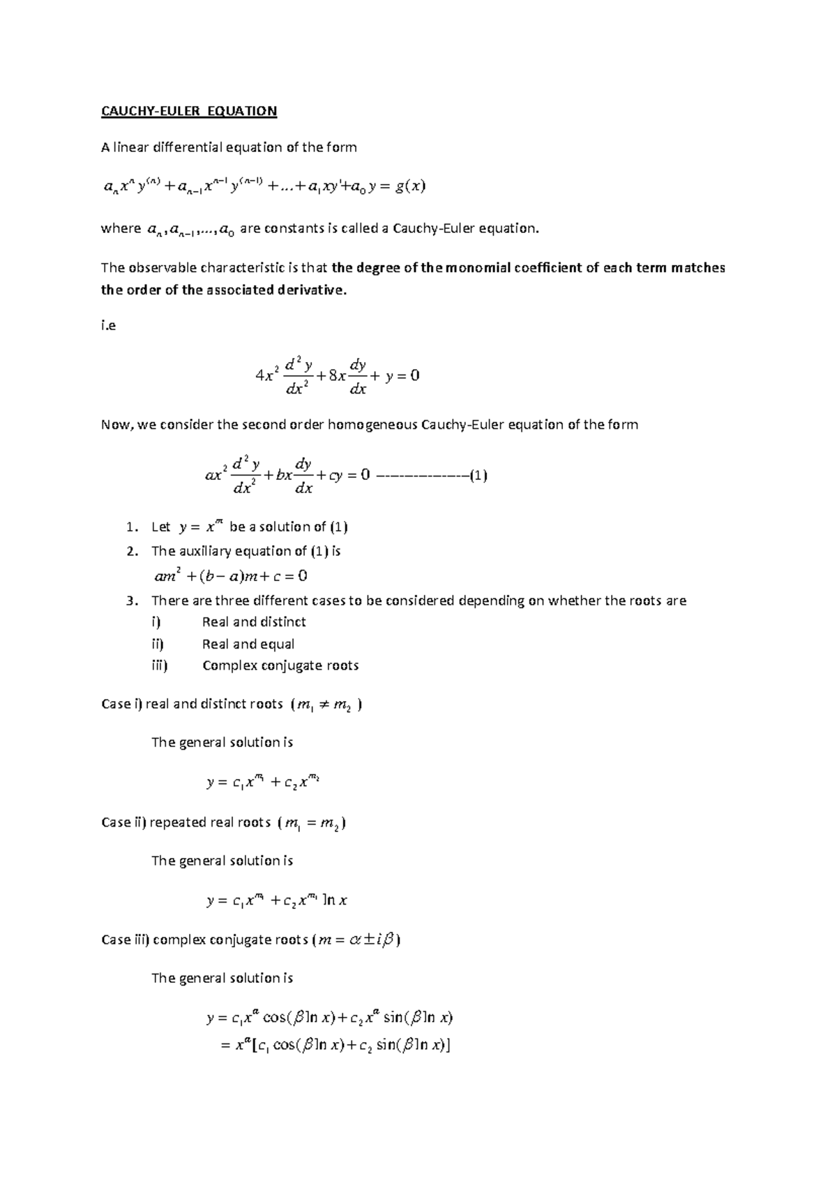 C4 Cauchy Euler - gfh j - CAUCHY-EULER EQUATION A linear differential ...