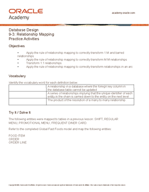 DD 8 3 Practice - Database Design 8-3: Modeling Change: Price Practice Activities Objectives ...