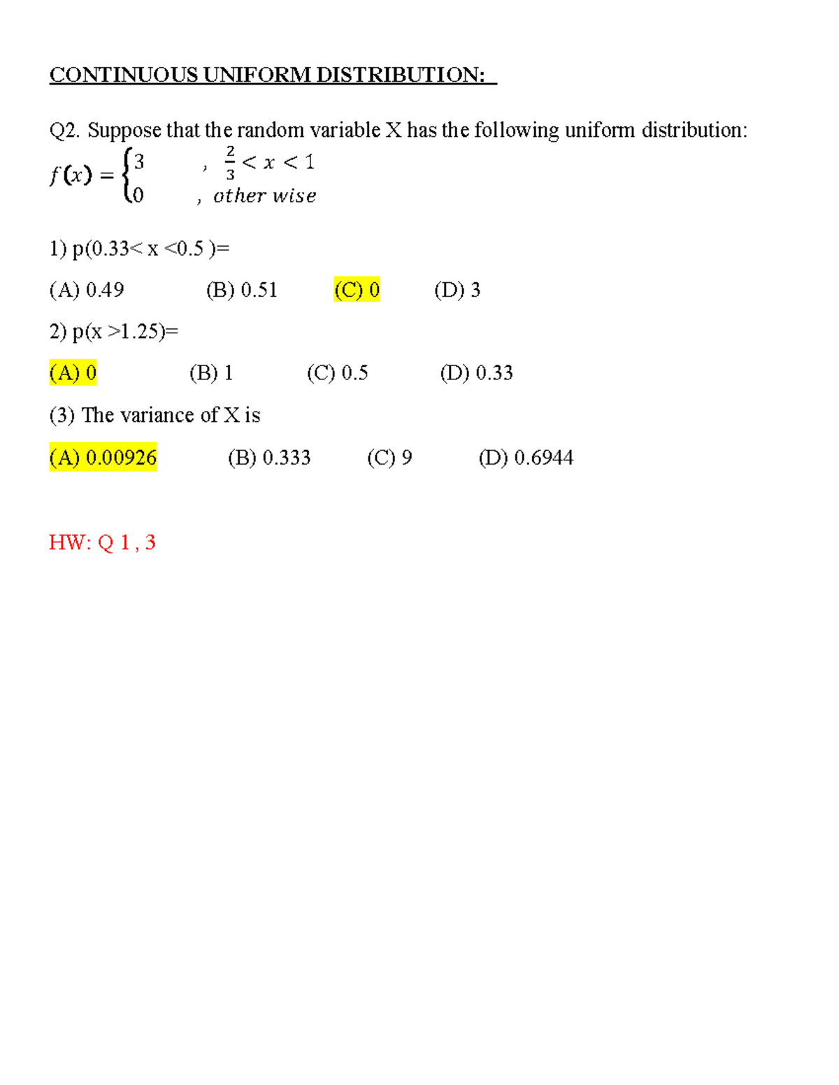 S6-continuous distribution 0 - CONTINUOUS UNIFORM DISTRIBUTION: Q2 ...
