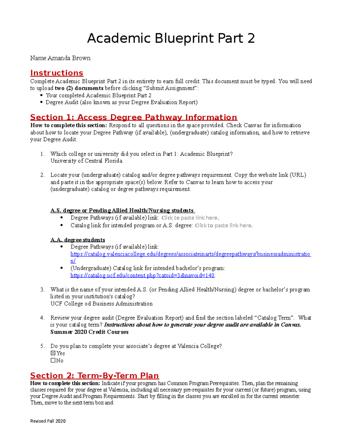 Amanda Brown Academic Blueprint Part 2 Rev FA 20 - Deprecated API usage ...