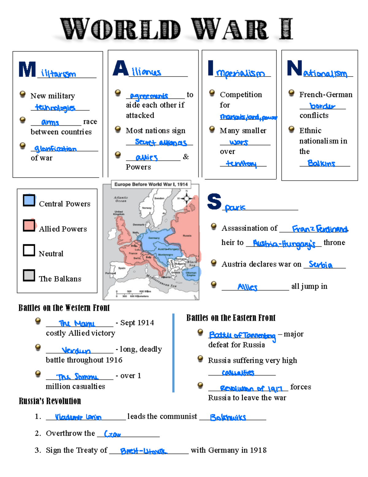 WWI- THE Basics - assign - S_______________________ Assassination of ...