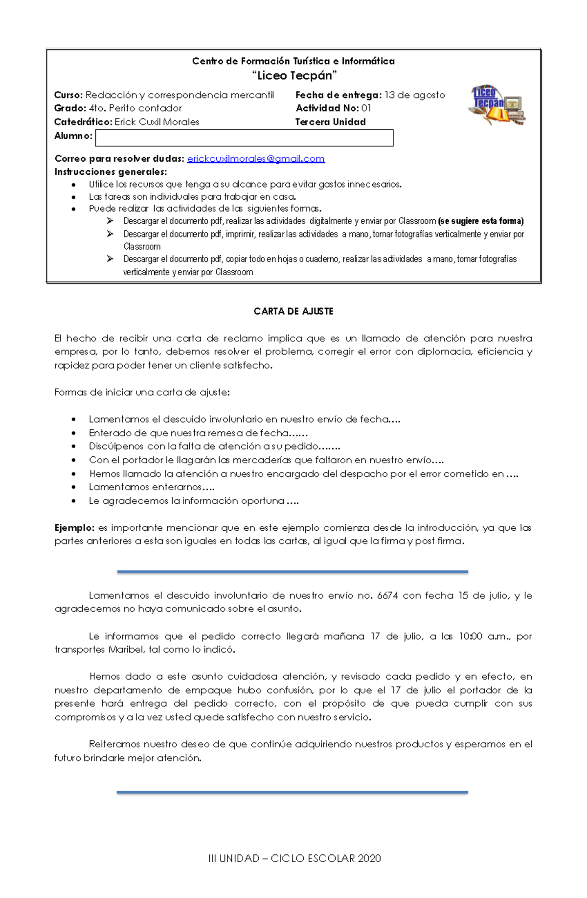 4TO. Perito Contador - Redacción Y Correspondencia Mercantil - III ...