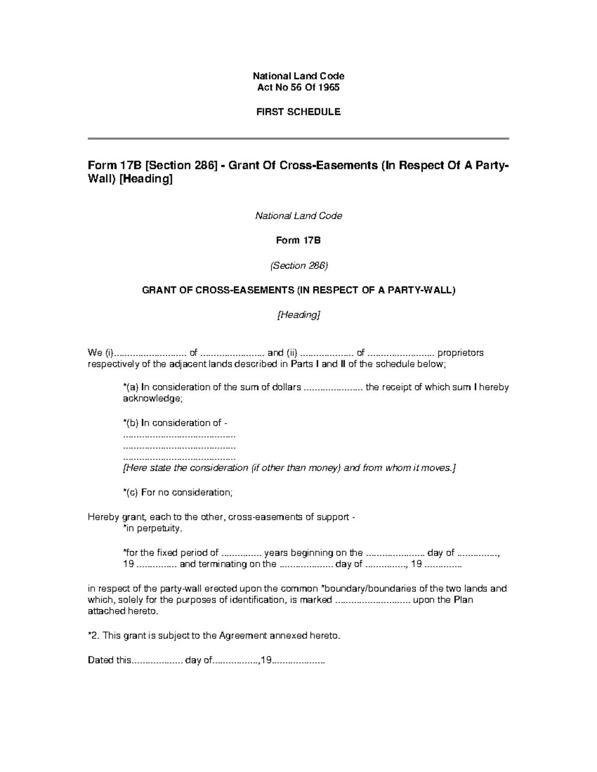 FORM 17B [ Section 286] - National Land Code Act No 56 Of 1965 FIRST ...