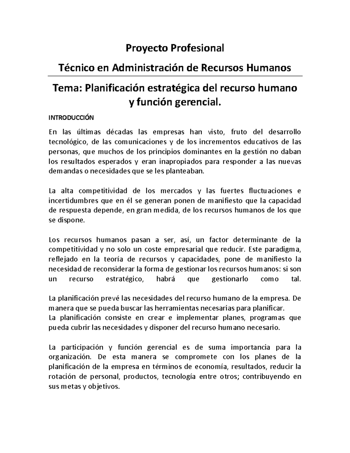 Lineamientos para el Desarrollo del Proyecto Profesional - Proyecto ...