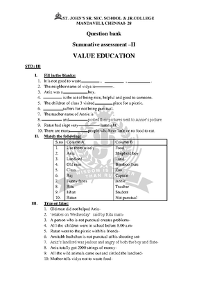 1 - VALUES EDUCATION REVIEWER - Focus: Philosophical and Ethical ...