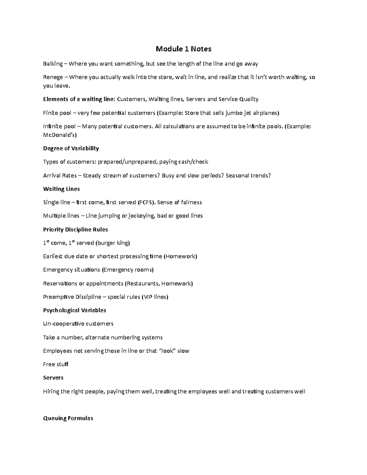 SCM Exam 2 - SCM Notes exam 2 - Module 1 Notes Balking – Where you want ...