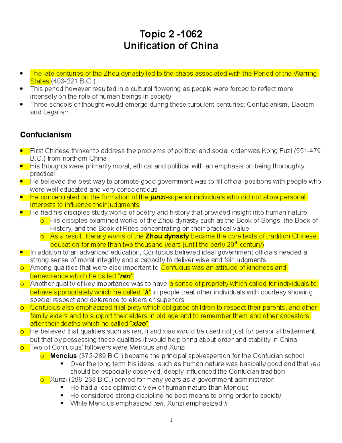 Topic 2-1062-Unification of China - Topic 2 Unification of China The ...