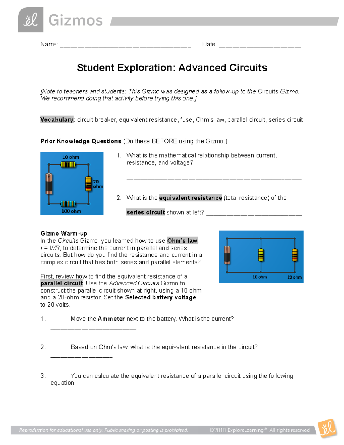 SNC1W Gizmo-Advanced Circuits - Name ...