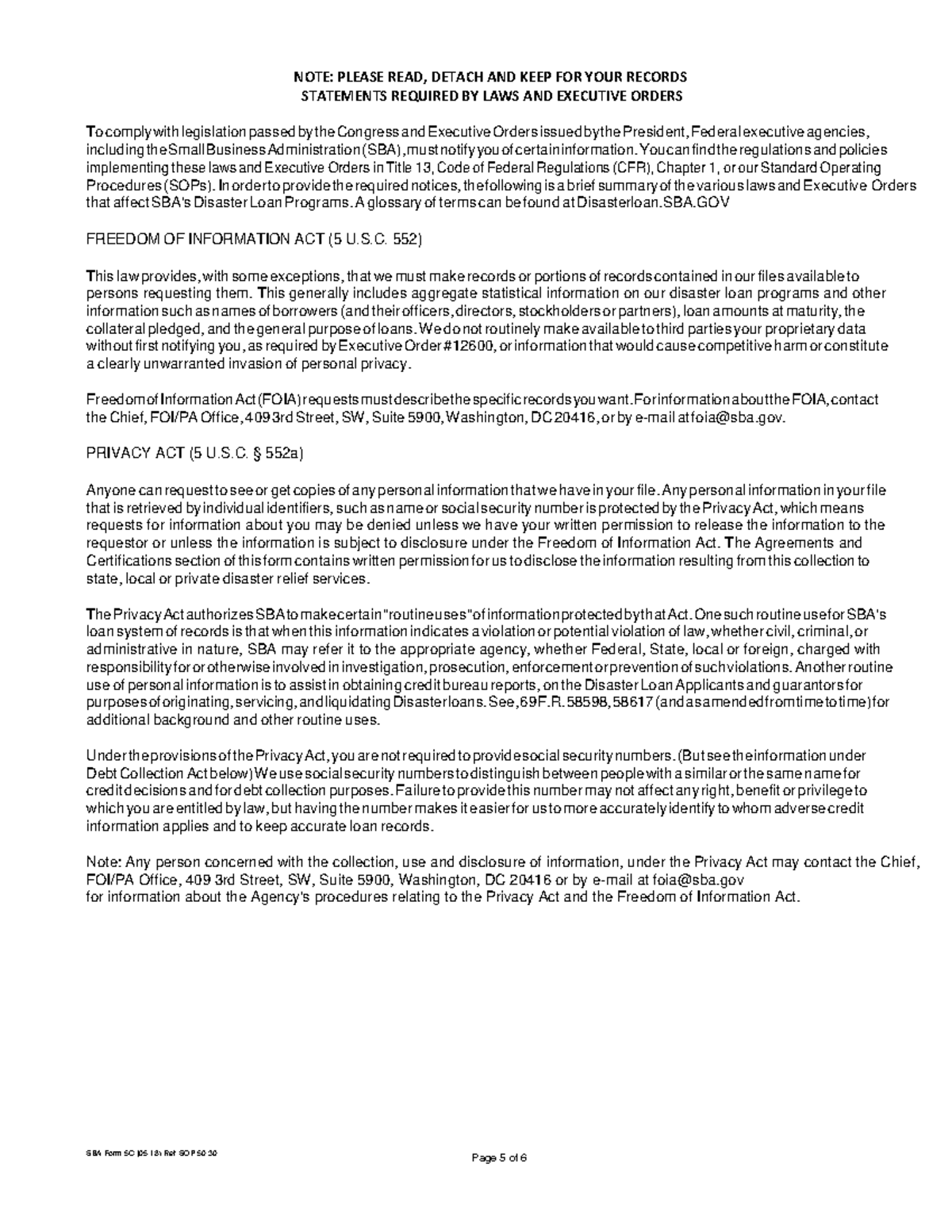 ELA Home Statements Required By Law Pac - NOTE: PLEASE READ, DETACH AND ...