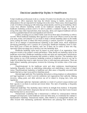 Transformational to Servant Leadership in Healthcare- Popular ...