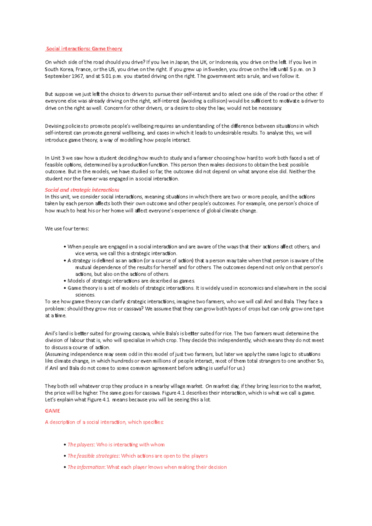 Unit 4 Social interactions- Game theory - Social interactions: Game ...