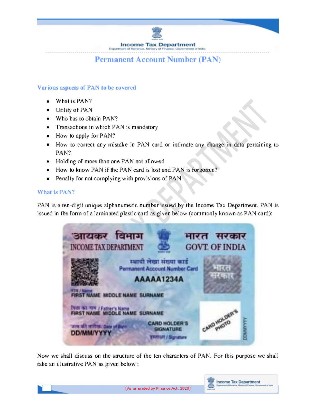 1.Permanent Account Number (PAN) - Permanent Account Number (PAN ...