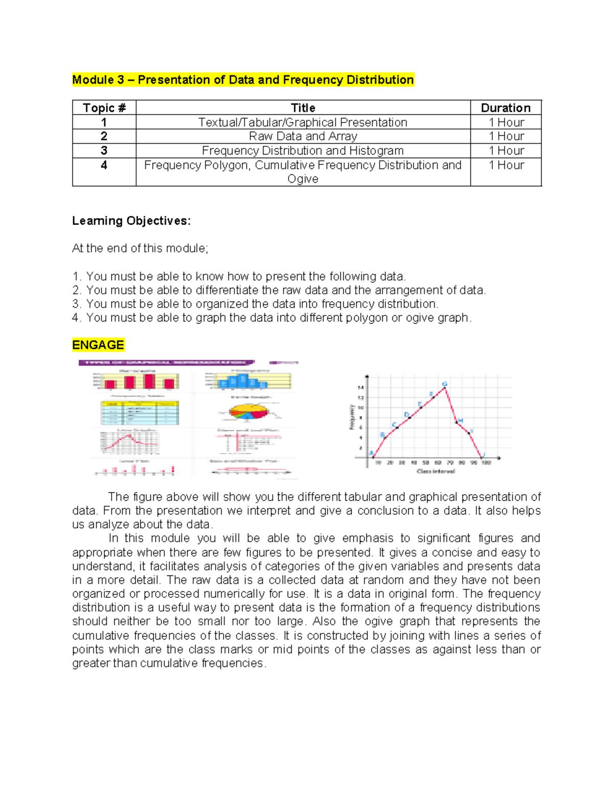 Bio Module 3 - Presentation of data and frequency distribution - Module ...