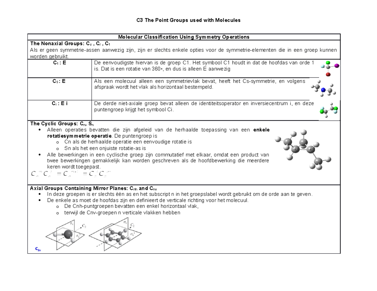 C3 The point groups used in molecules - C3 The Point Groups used with ...