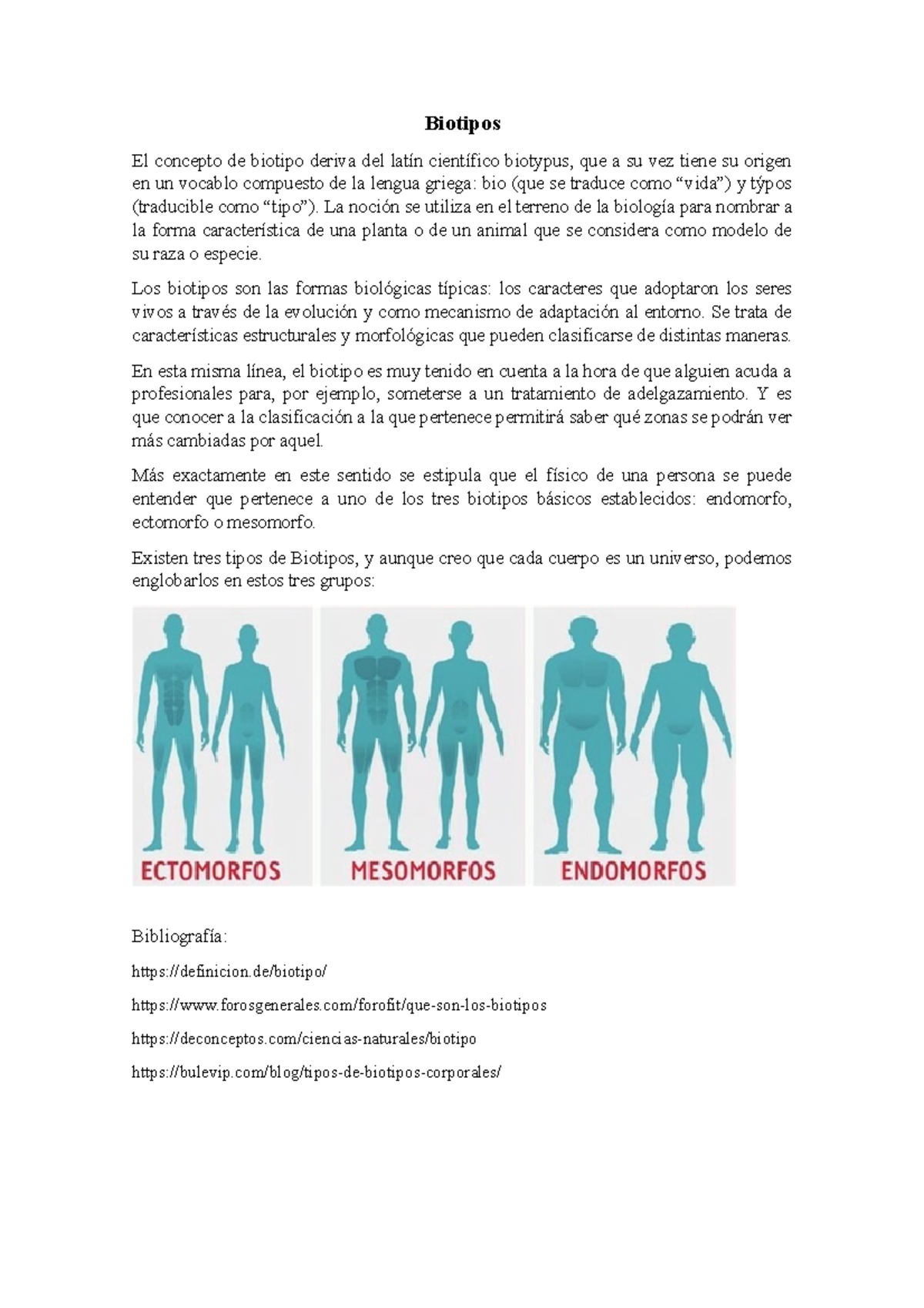 Biotipos - Nota: 10 - Biotipos El concepto de biotipo deriva del latín ...