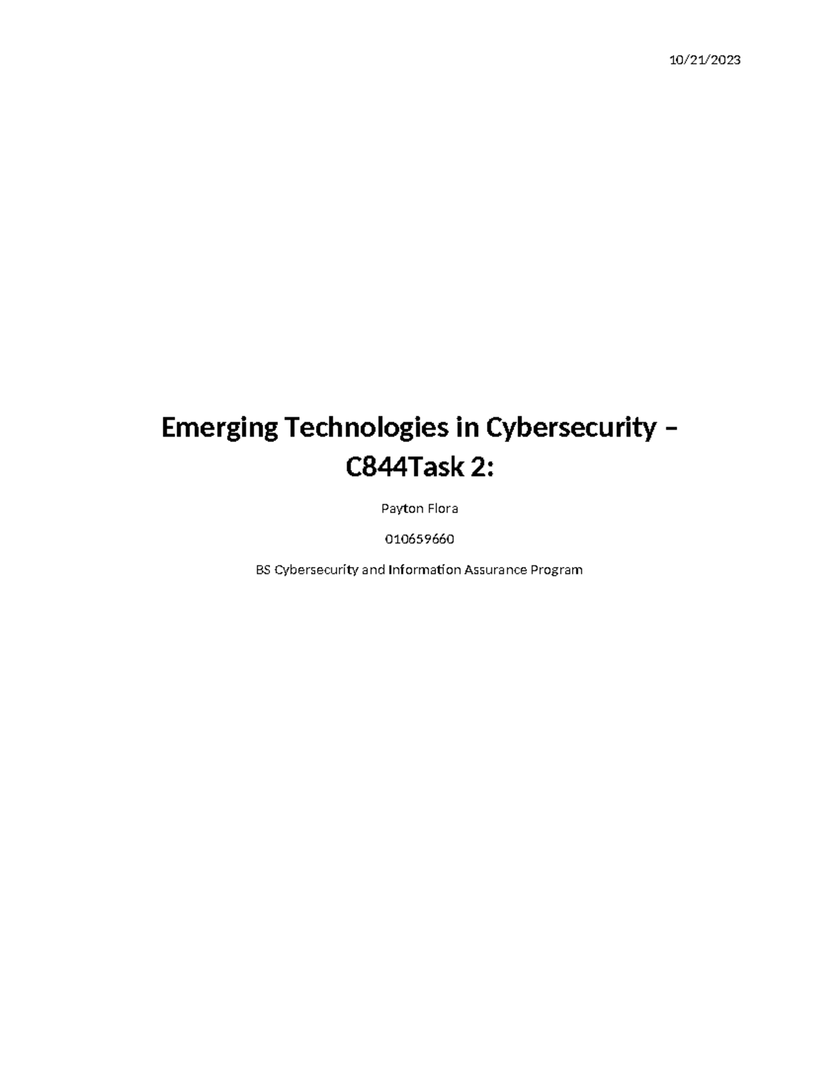 C844 Task 2 Emerging techcologies - Emerging Technologies in ...