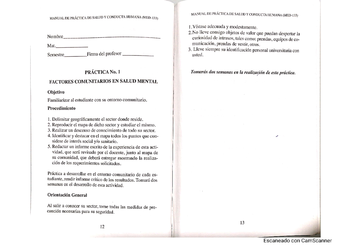 Lab. SC Humana-Práctica I - Salud Y Conducta Humanas - Studocu