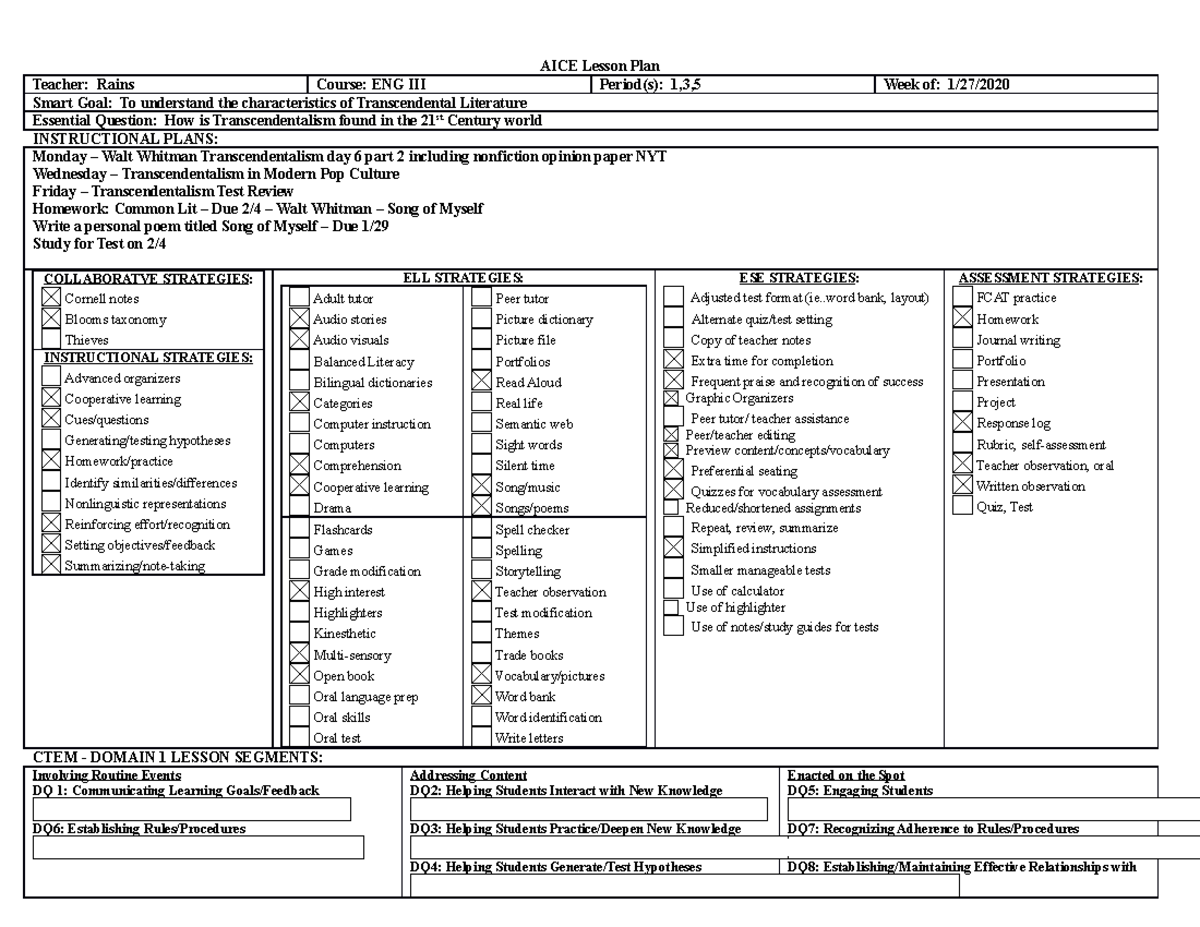 ENG3.1 - This is an outline of a lesson plan - Rip Van Winkle - Teacher ...