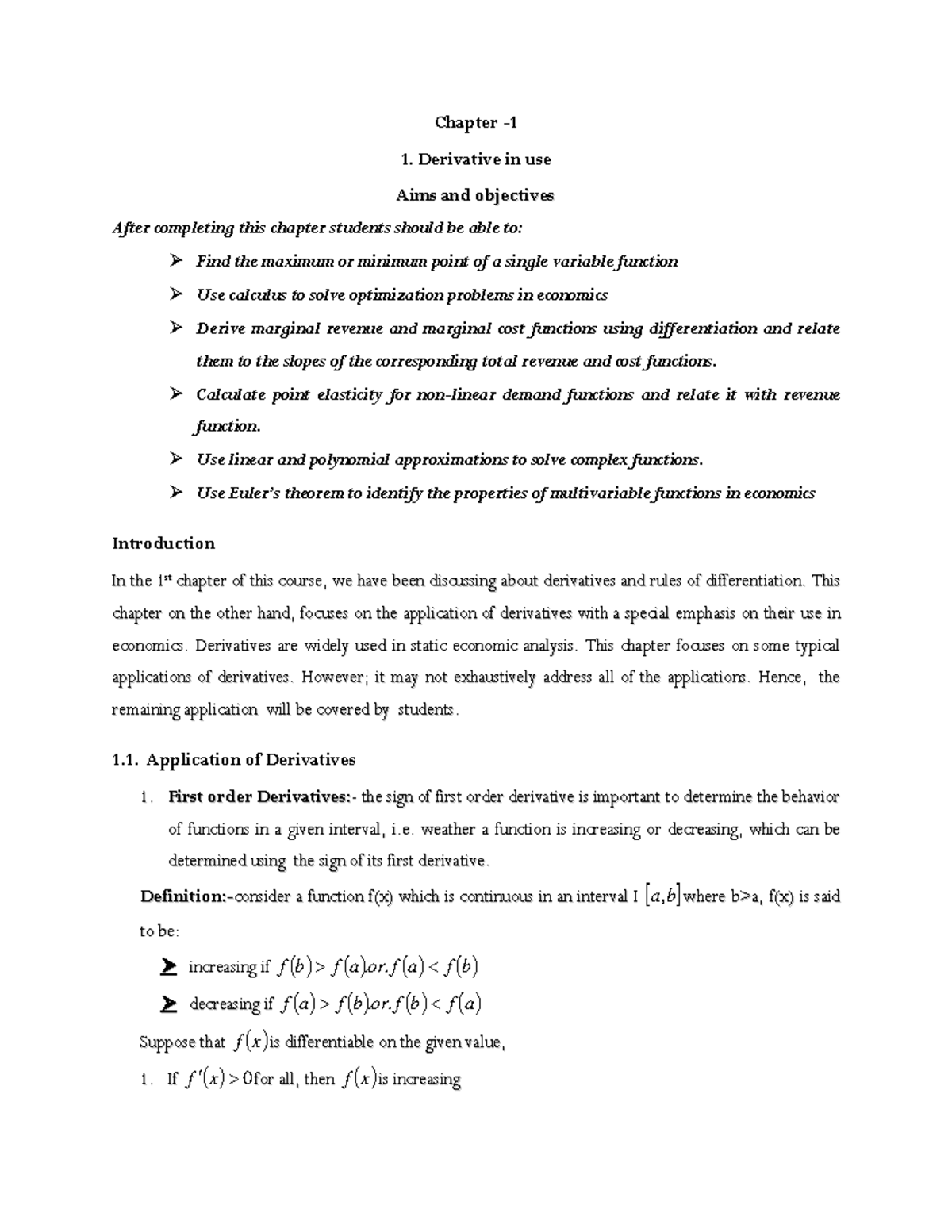 Chapter 1 Derivative in Use Math Econ 3rd y-converted - Chapter - 1 Derivative in use Ai Aimmss ...
