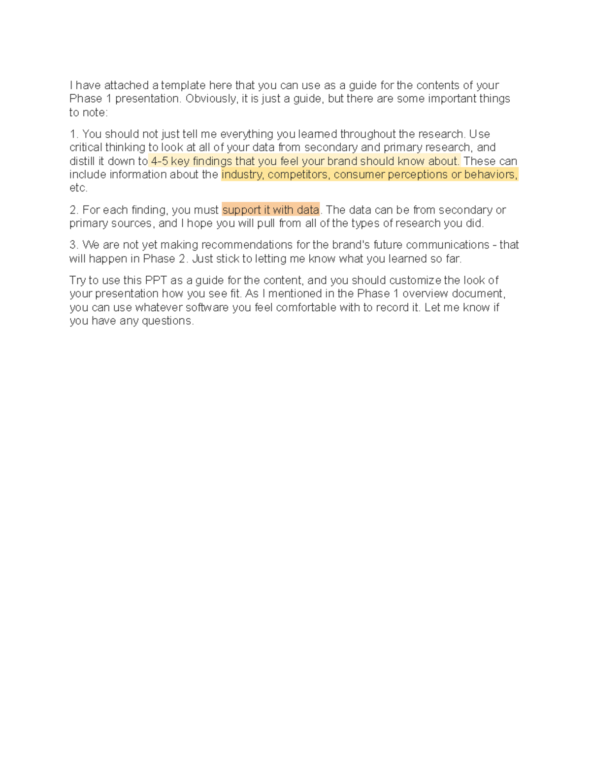 Tips for phase one - I have attached a template here that you can use ...