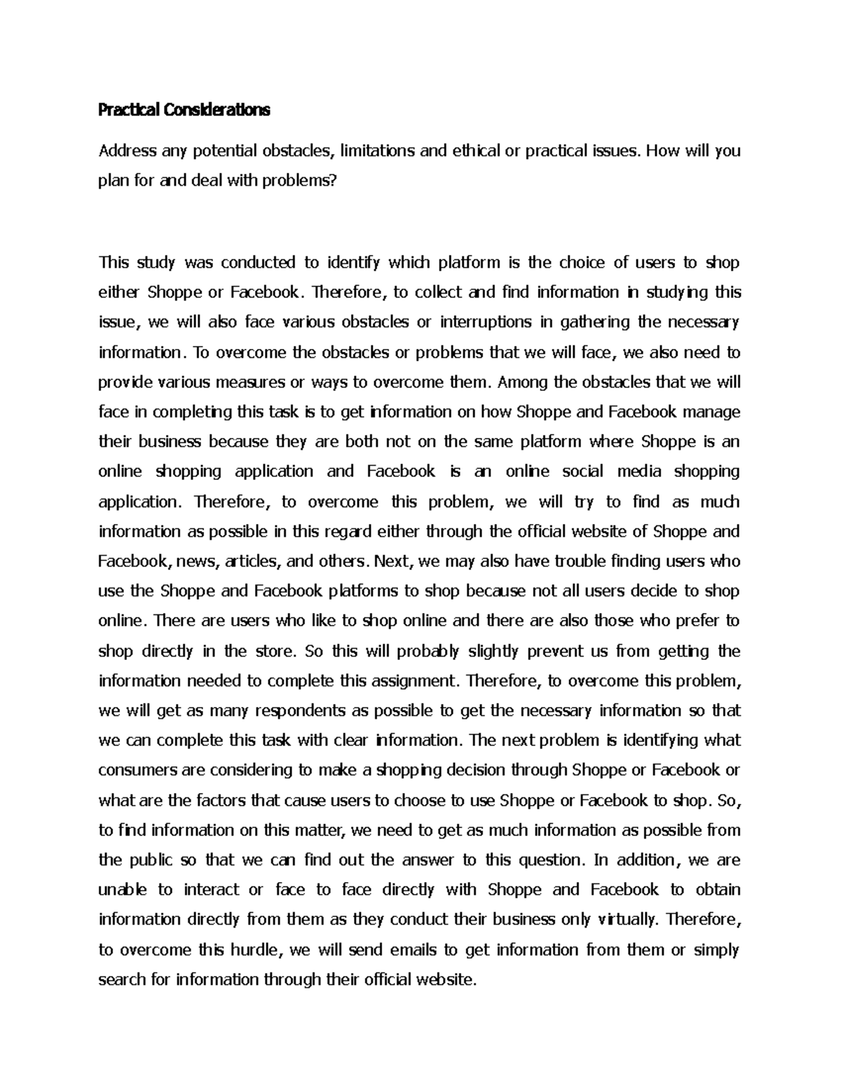 Practical Considerations Research Marketing - Practical Considerations ...