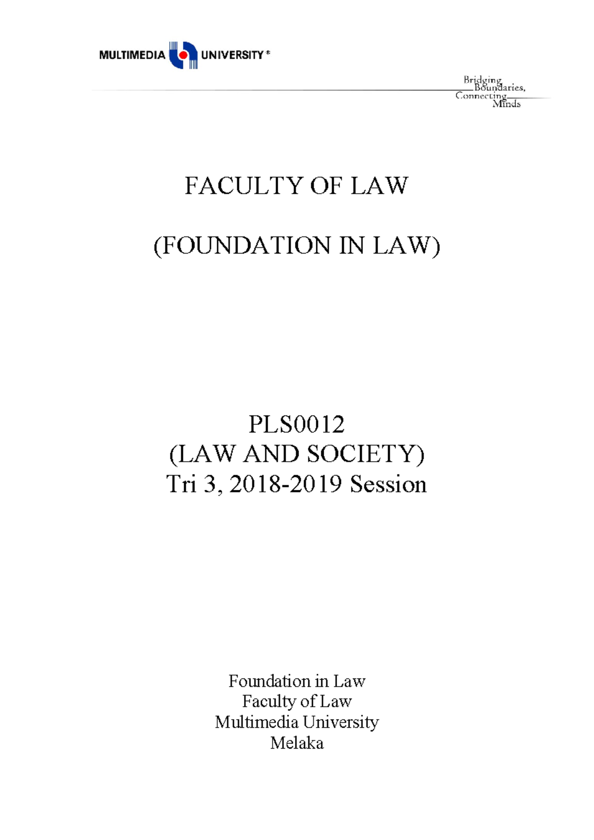 Online Notes PLS0012 Law and Society Tri 3 2018-2019 - FACULTY OF LAW ...