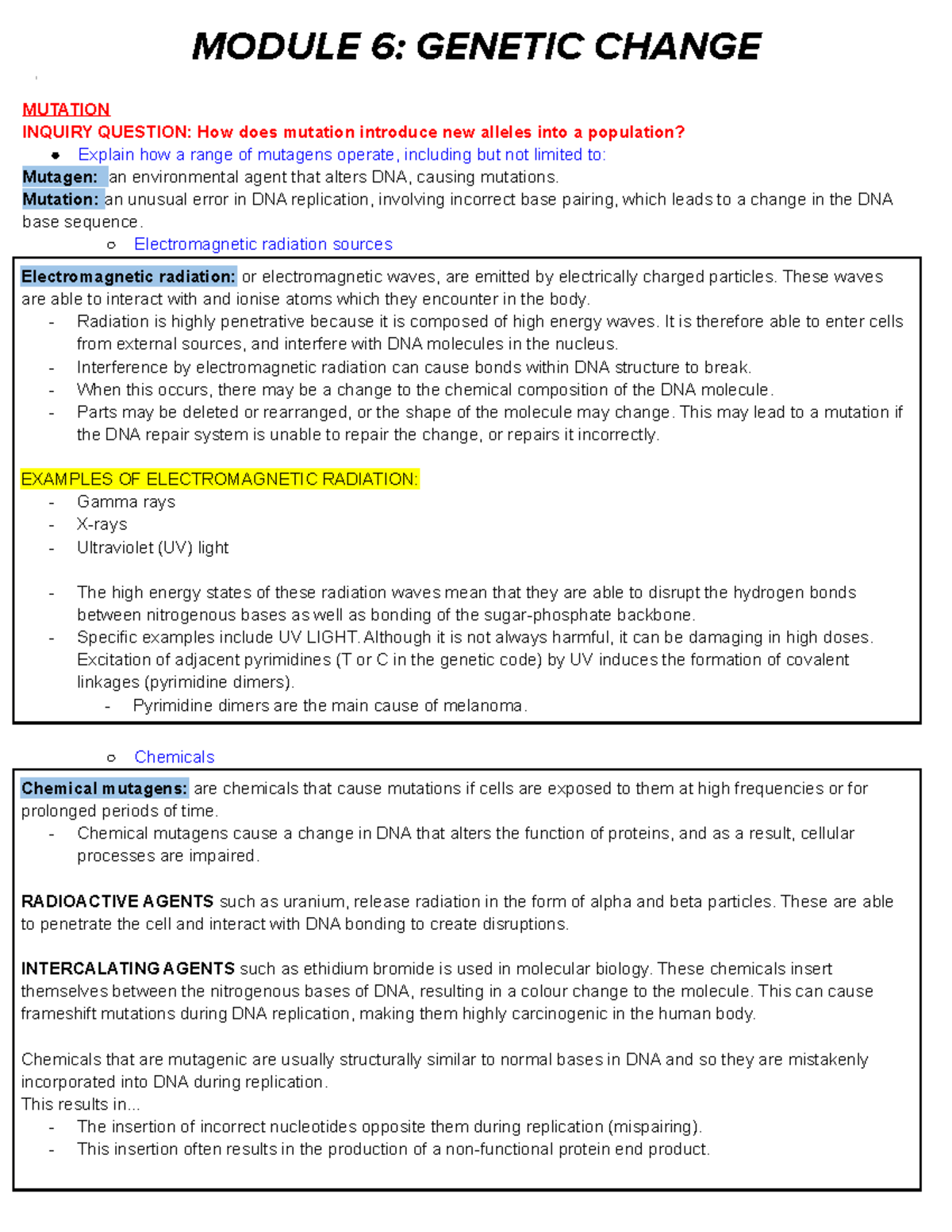E Module 6 Genetic Change - MODULE 6: GENETIC CHANGE MUTATION INQUIRY ...