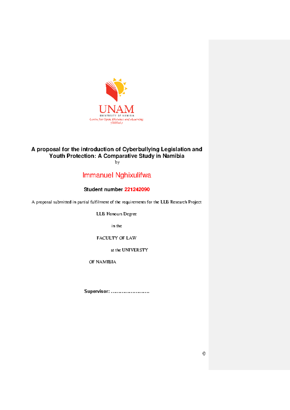 Sample LLB Research proposal 2021 - A proposal for the introduction of ...